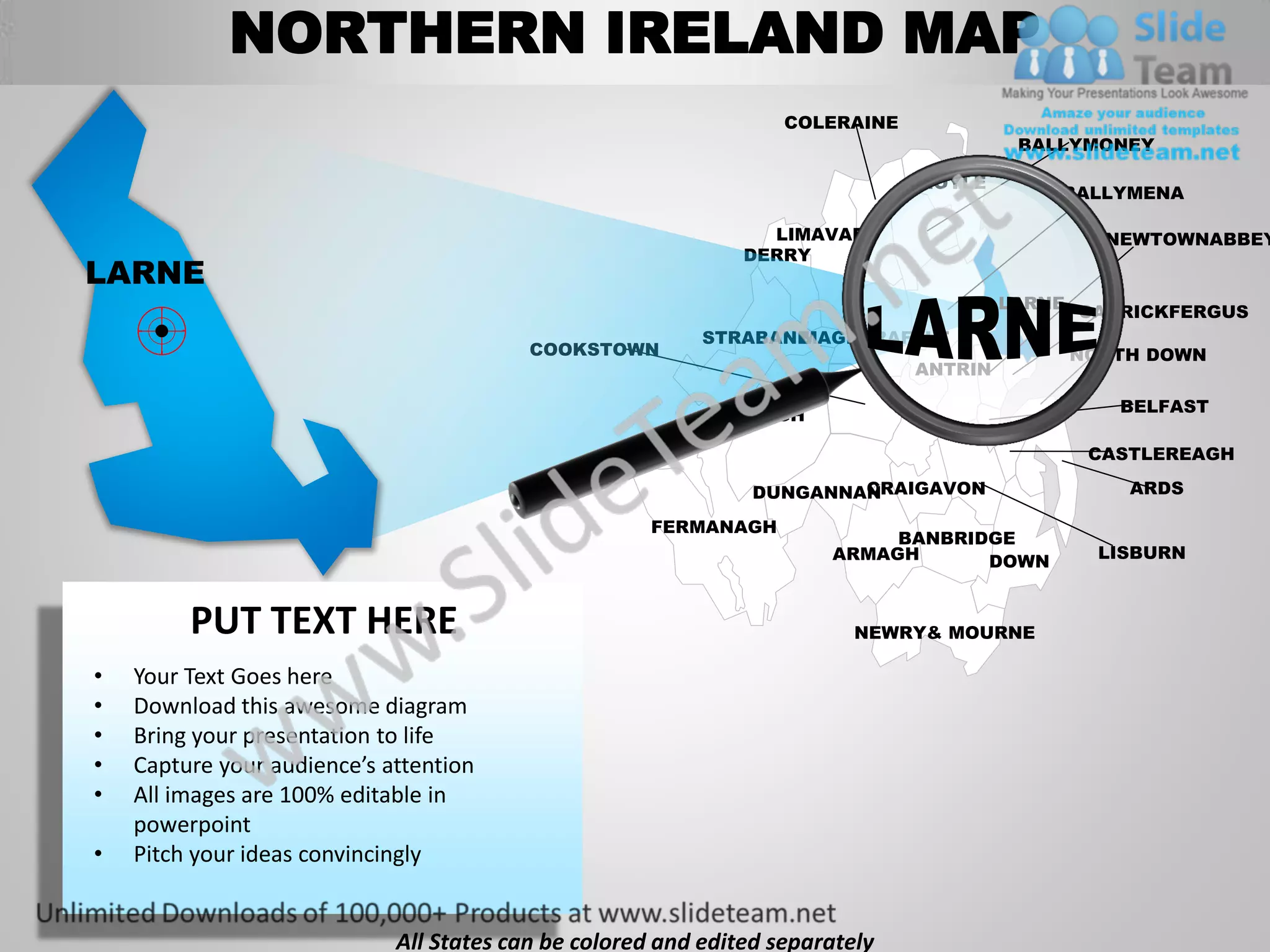 Uk northern ireland country editable powerpoint maps with states and ...