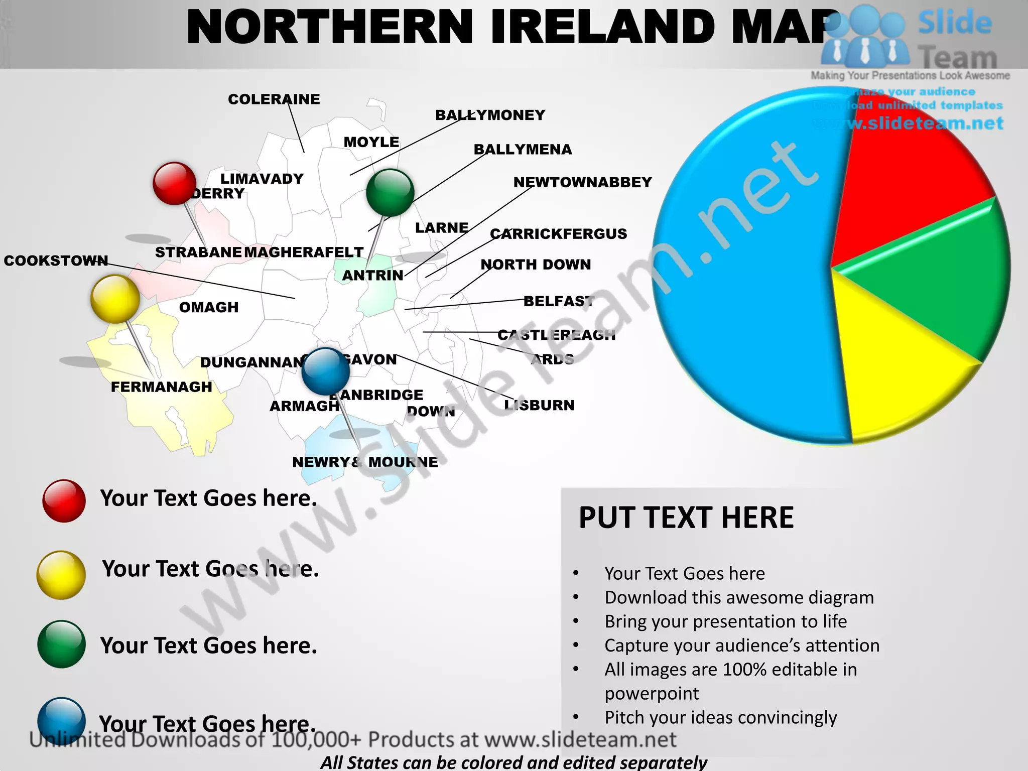Uk northern ireland country editable powerpoint maps with states and ...