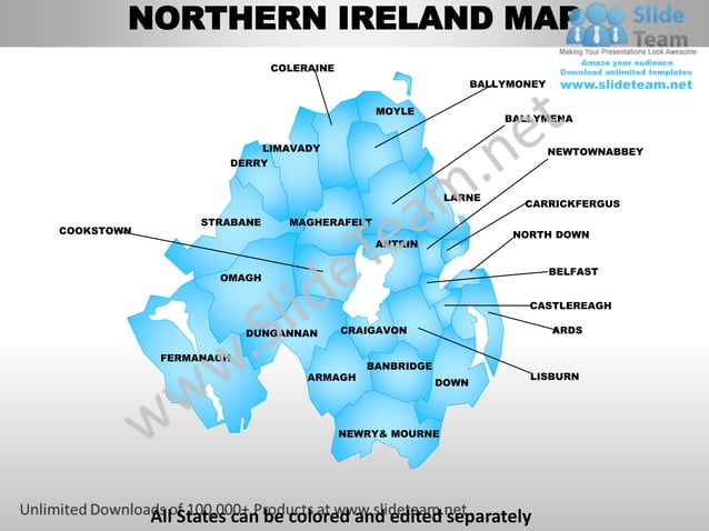 Uk northern ireland country editable powerpoint maps with states and ...