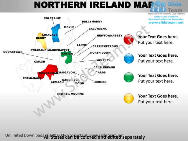 Uk northern ireland country editable powerpoint maps with states and ...