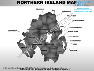 Uk northern ireland country editable powerpoint maps with states and ...