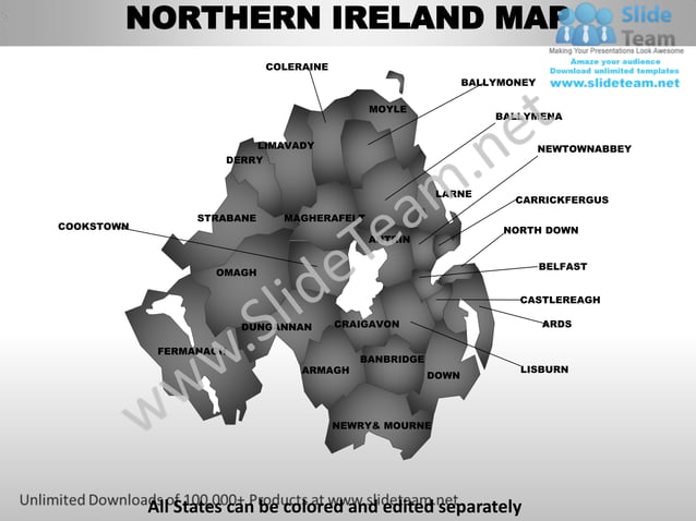 Uk northern ireland country editable powerpoint maps with states and ...