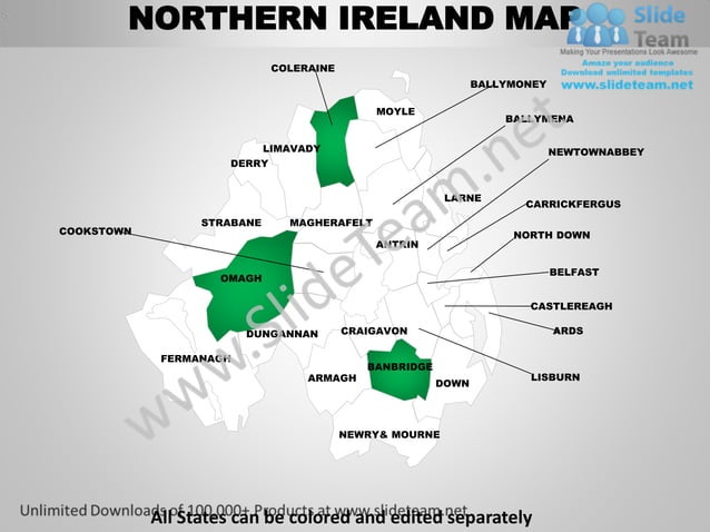 Uk northern ireland country editable powerpoint maps with states and ...