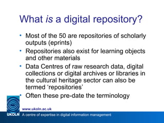 UKOLN open forum digital repositories | PPT