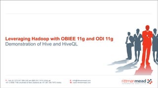 Leveraging Hadoop with OBIEE 11g and ODI 11g - UKOUG Tech'13 | PPT