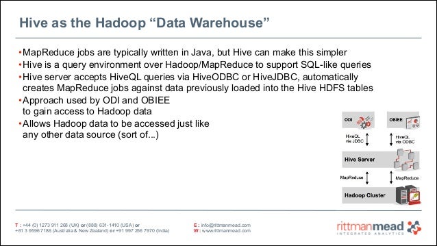 Leveraging Hadoop with OBIEE 11g and ODI 11g - UKOUG Tech'13