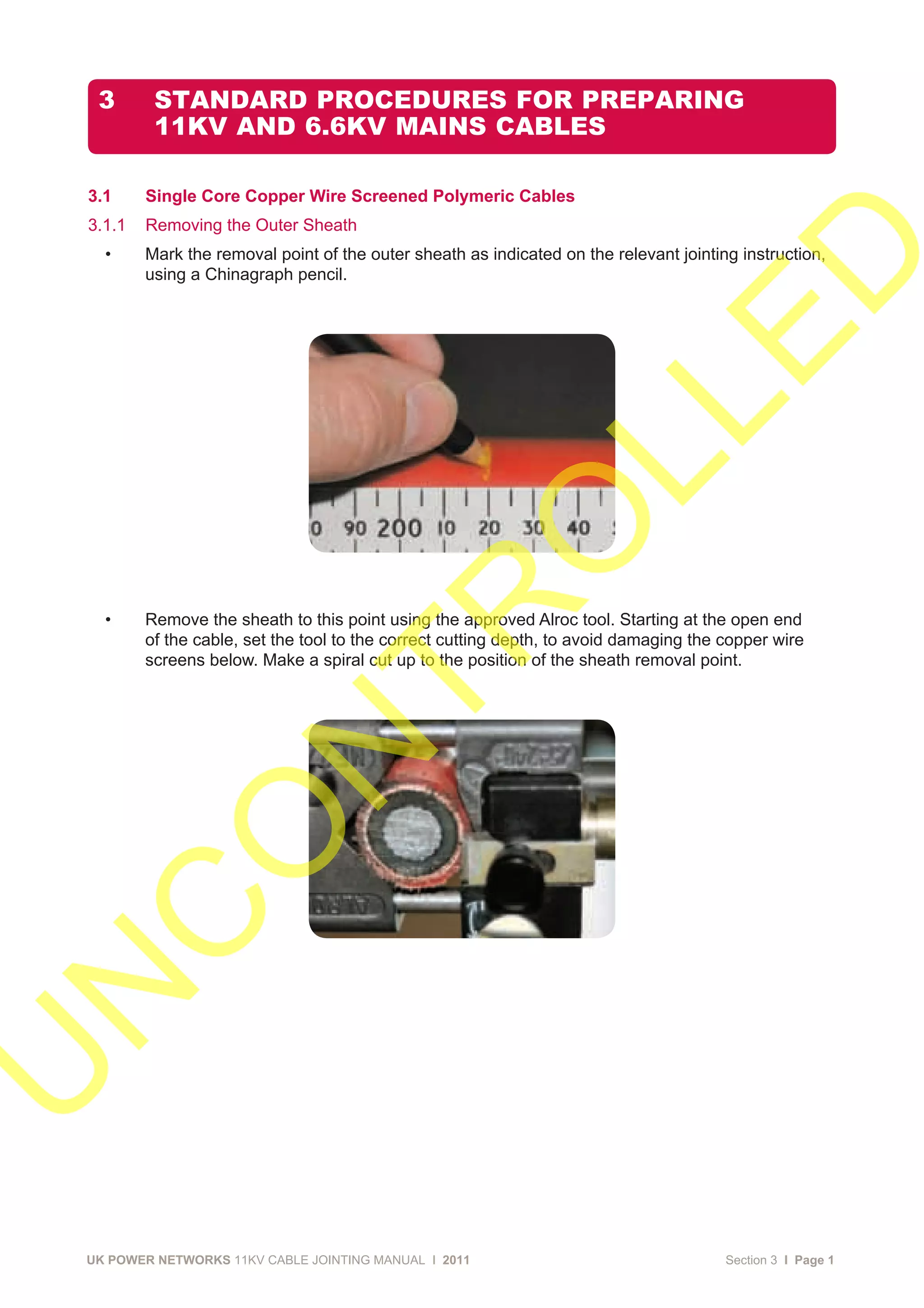 UKPN 11kV 6.6kV HV Cable Jointing, Preparation & Installation Manual ...