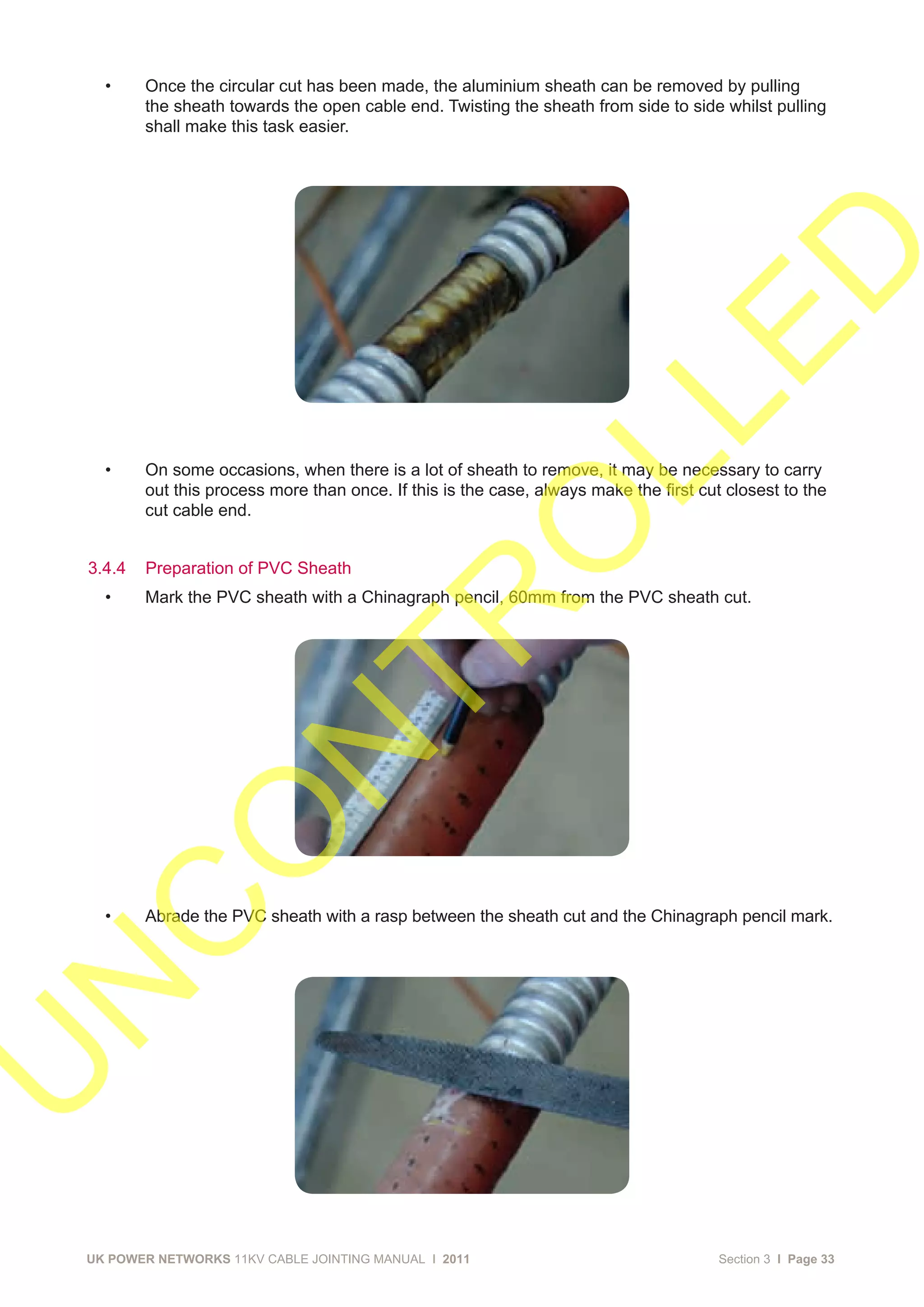 UKPN 11kV 6.6kV HV Cable Jointing, Preparation & Installation Manual ...