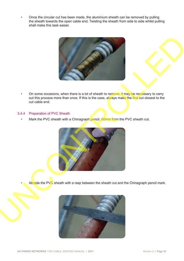 UKPN 11kV 6.6kV HV Cable Jointing, Preparation & Installation Manual ...