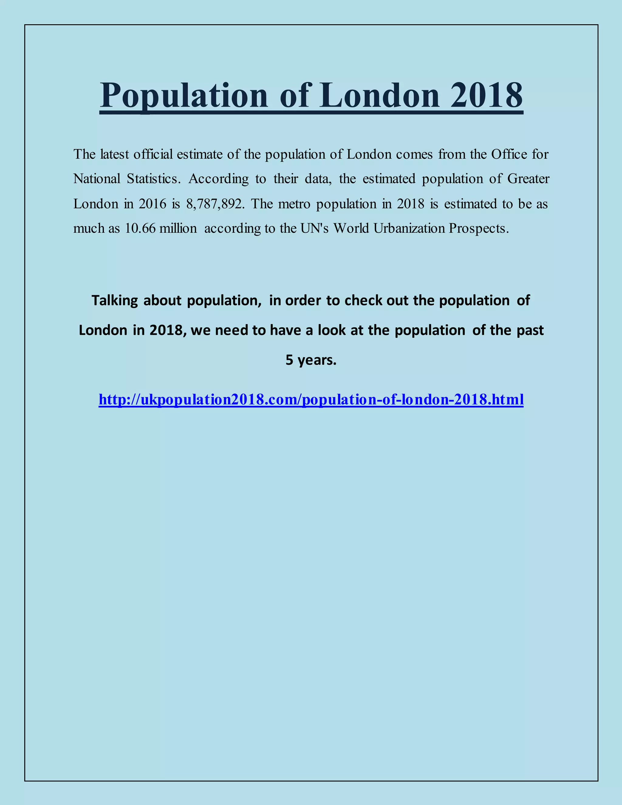 London population 2018 | DOCX