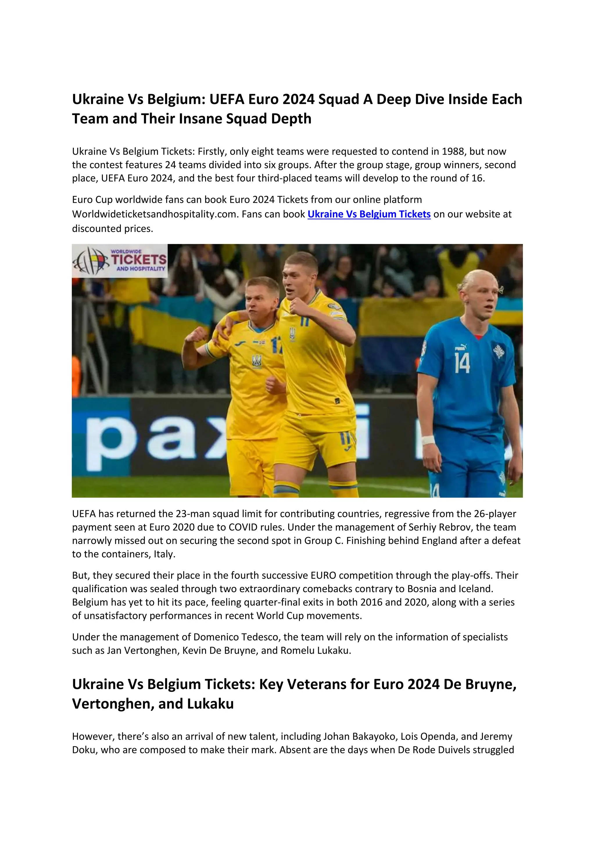 Ukraine Vs Belgium UEFA Euro 2024 Squad A Deep Dive Inside Each Team ...