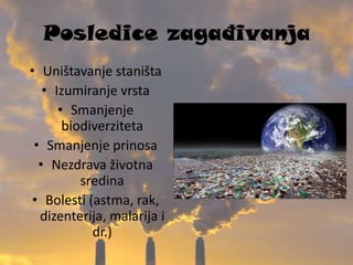 Zagađivanje i posledice zagađivanja | PPTX