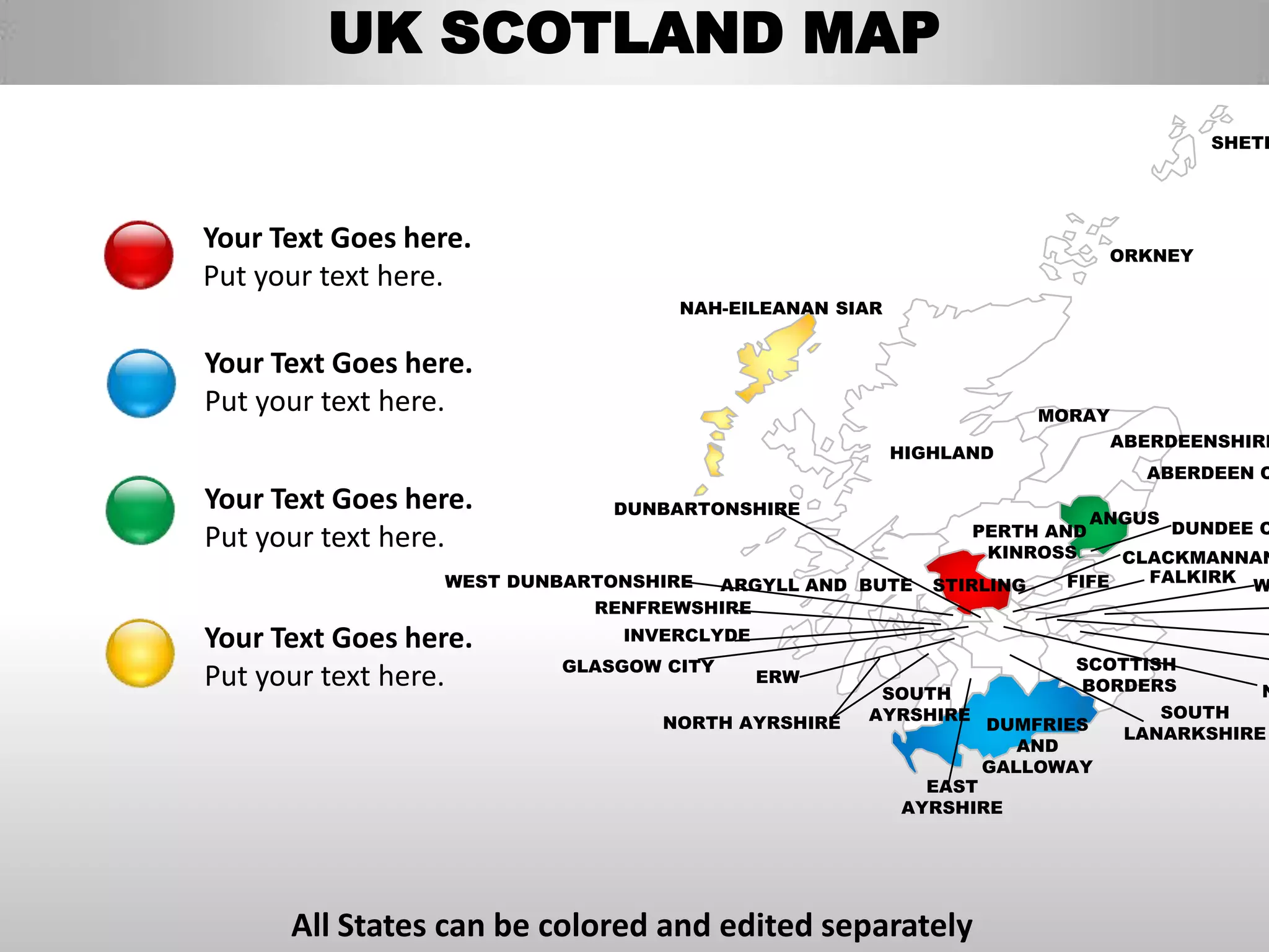 Uk scotland country editable powerpoint maps with states and counties | PPT