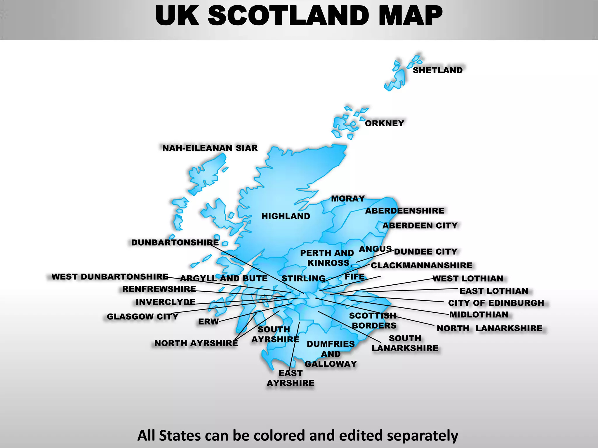 Uk scotland country editable powerpoint maps with states and counties ...