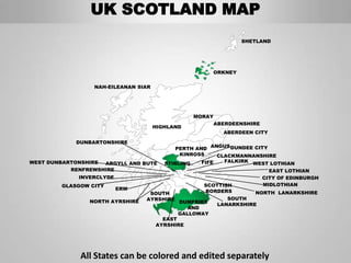 Uk scotland country editable powerpoint maps with states and counties ...