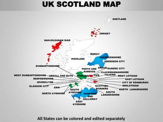 Uk scotland country editable powerpoint maps with states and counties ...