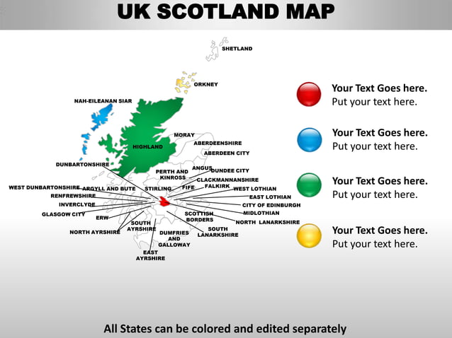 Uk scotland country editable powerpoint maps with states and counties | PPT