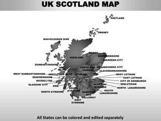Uk scotland country editable powerpoint maps with states and counties ...