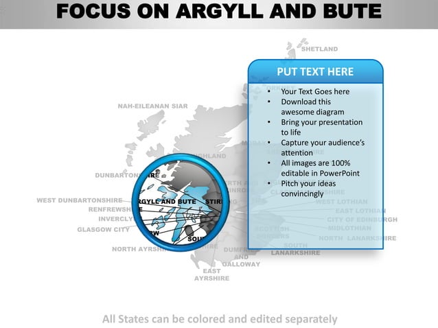 Uk scotland country editable powerpoint maps with states and counties | PPT
