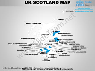 Uk scotland country editable powerpoint maps with states and counties ...