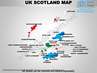 Uk scotland country editable powerpoint maps with states and counties ...