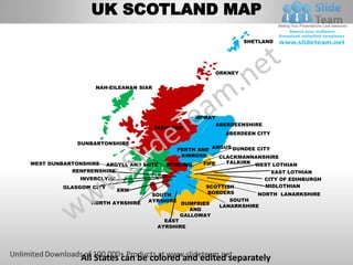 Uk scotland country editable powerpoint maps with states and counties ...