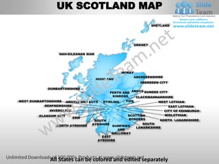 Uk scotland country editable powerpoint maps with states and counties ...