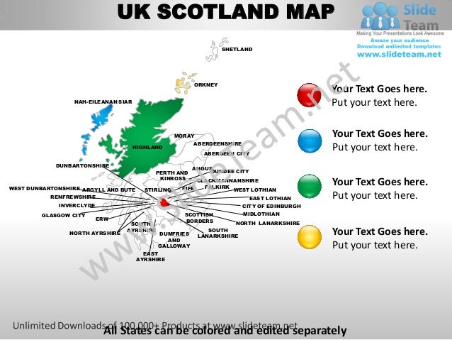 Uk scotland country editable powerpoint maps with states and counties…