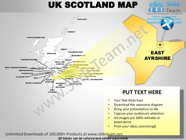 Uk scotland country editable powerpoint maps with states and counties…