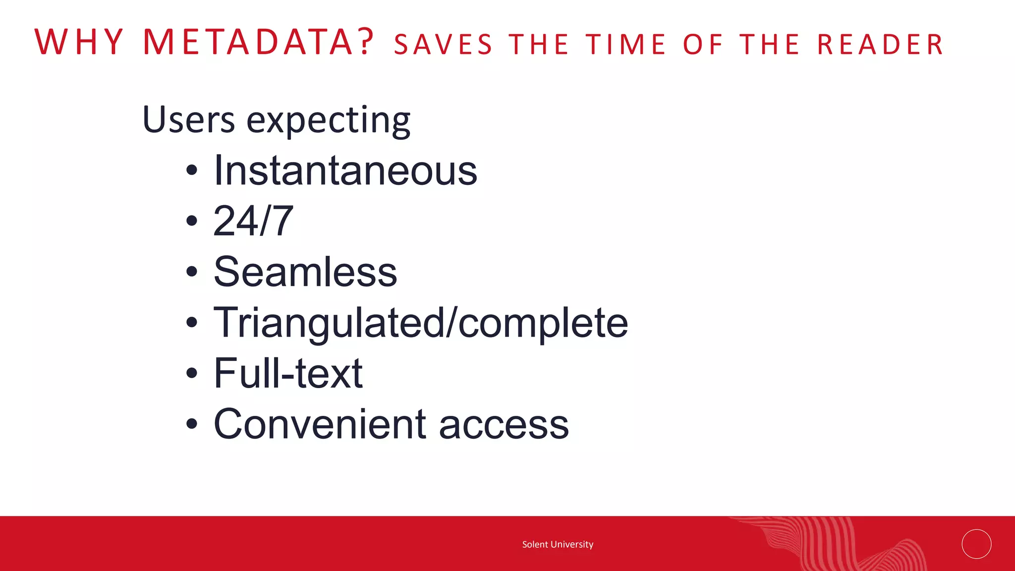 The Role of Metadata for Discovery | PPTX