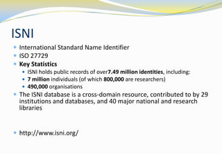 Unique Identifiers for Business Partners: progress with ISNI, the ...