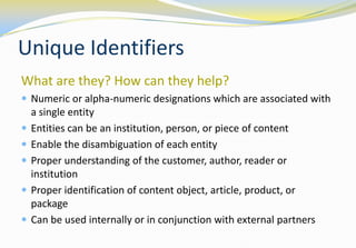 Unique Identifiers for Business Partners: progress with ISNI, the ...