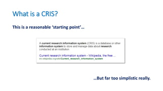 UKSG webinar - Current Research Information Systems (CRIS): What are ...