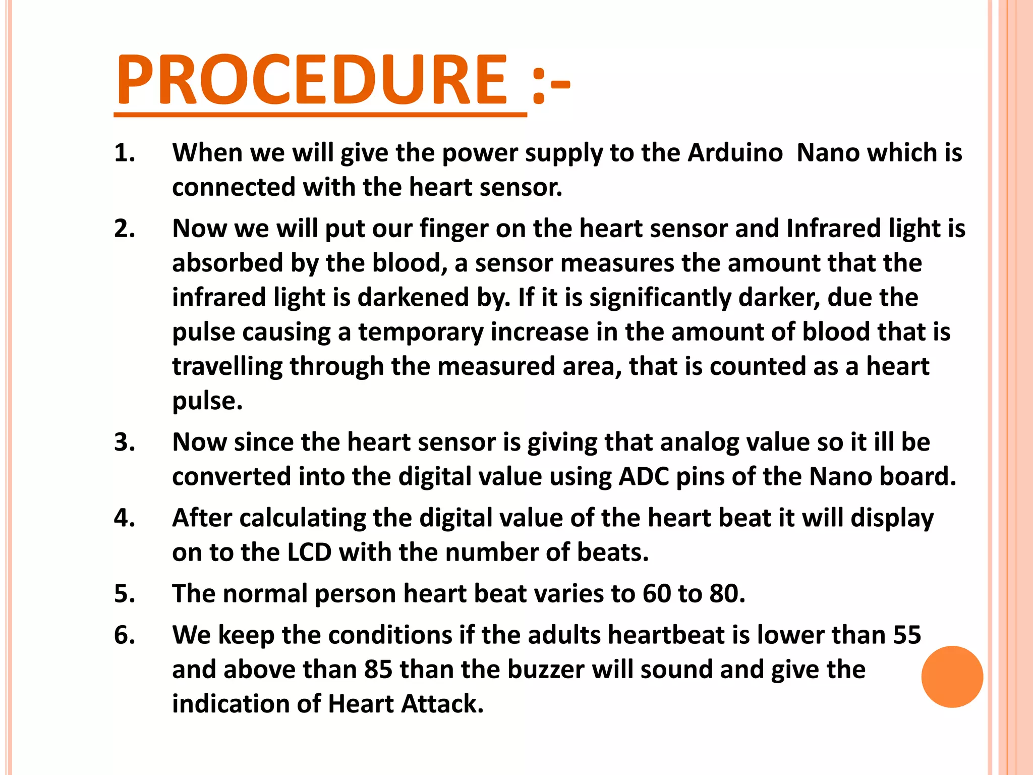 Heart Attack Detection VIA HEART Beat Monitor System | PPT