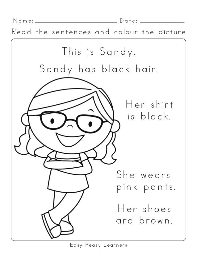 Uk spelling read and colour reading comprehension worksheets