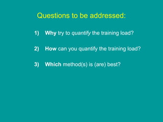 UK Sport talk on quantifying training load | PPT