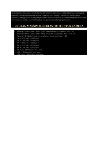 Ukuran foto r | DOCX