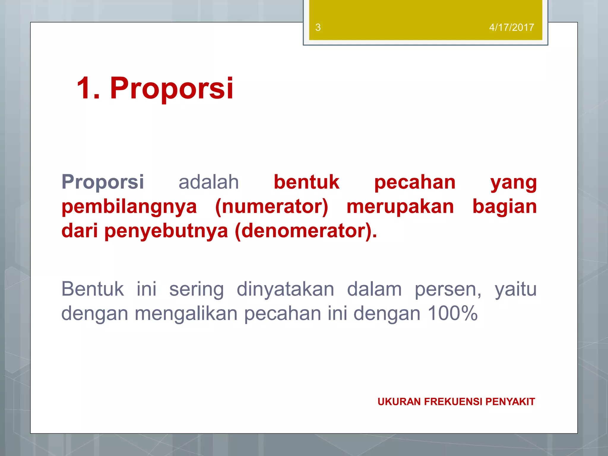 Ukuran frekuensi penyakit epidemiologi | PPTX