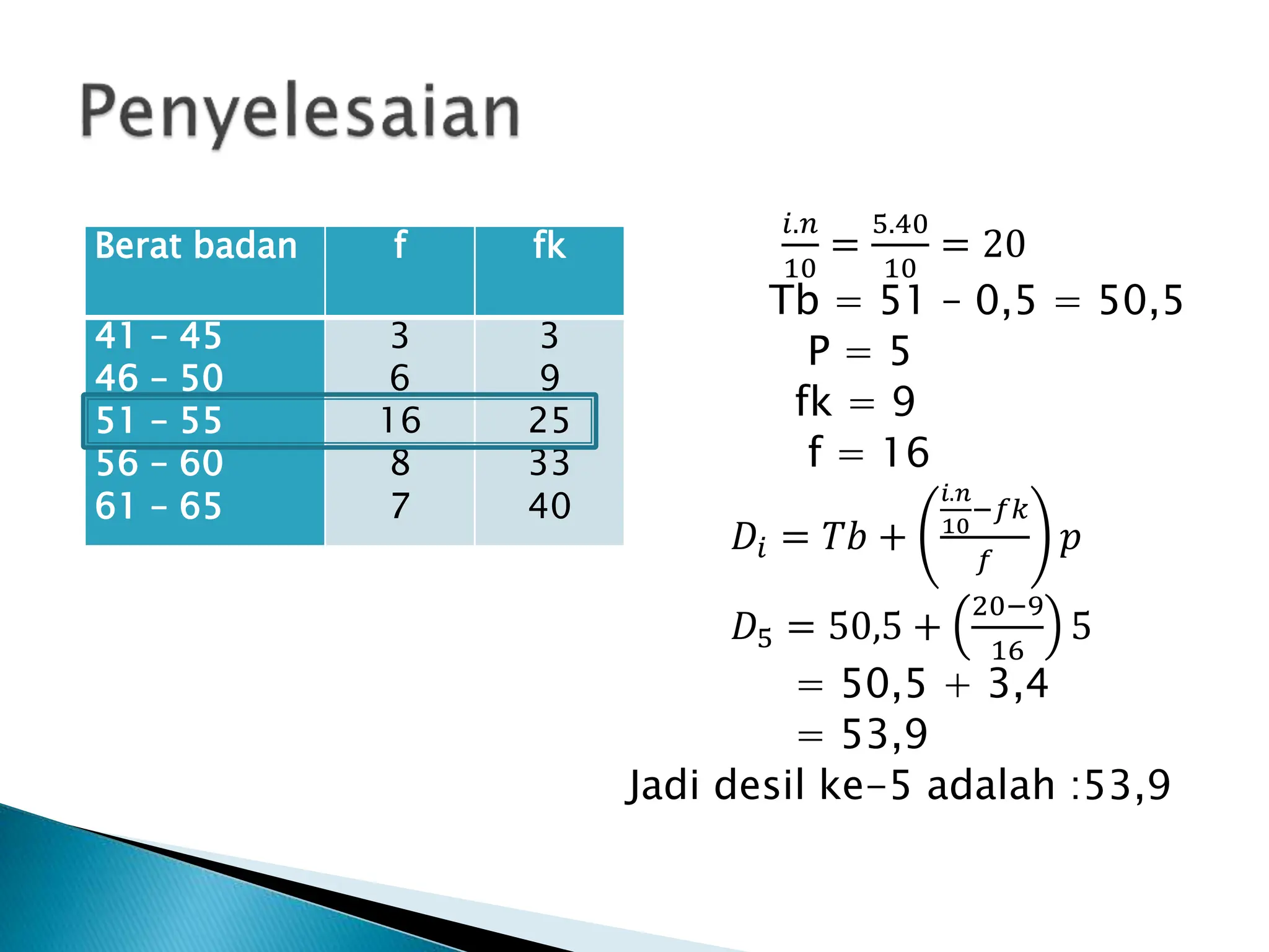 Statistika tentang Ukuran Letak untuk data berkelompok dan data tunggal | PPTX
