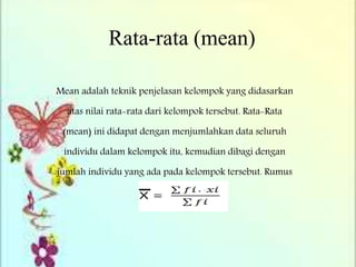 Ukuran pemusatan data (untuk data kelompok) | PPTX