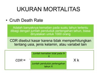 Ukuran morbiditas mortalitas dalam epidemiologi | PPT