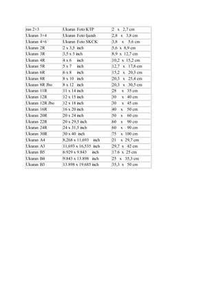 Ukuran pas photo | PDF