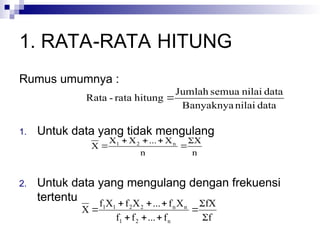 Materi Ukuran Pemusatan Data Statistika Dasar | PPT