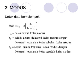 ukuran pemusatan amin kuliah MEAN MEDIAN DAN MODUS.ppt