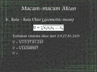Ukuran pemusatan dan penyebaran | PPTX