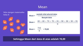 Ukuran Pemusatan Data Tunggal dan Data Berkelompok | PPTX
