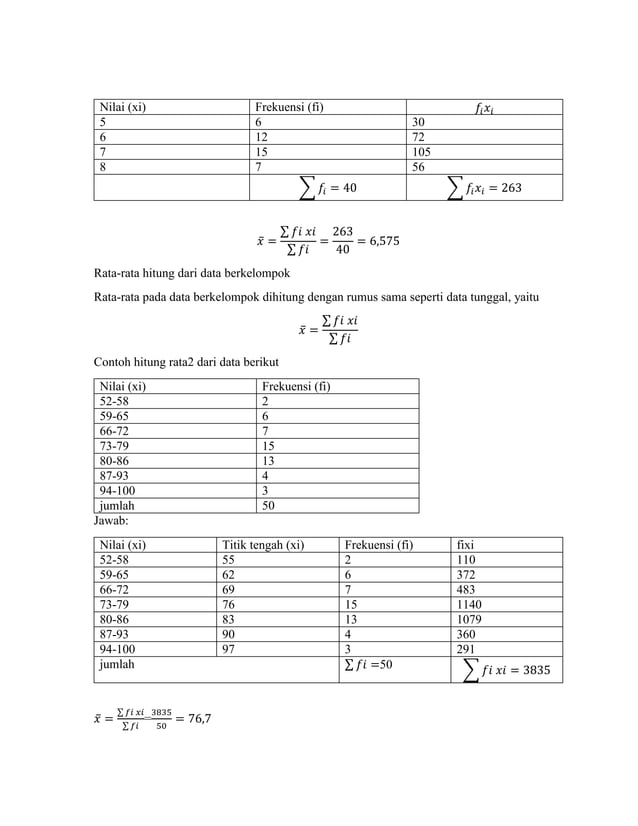 Ukuran pemusatan data | PDF