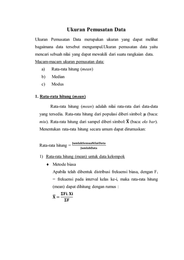 Ukuran pemusatan data mhd. yusuf idr | PDF