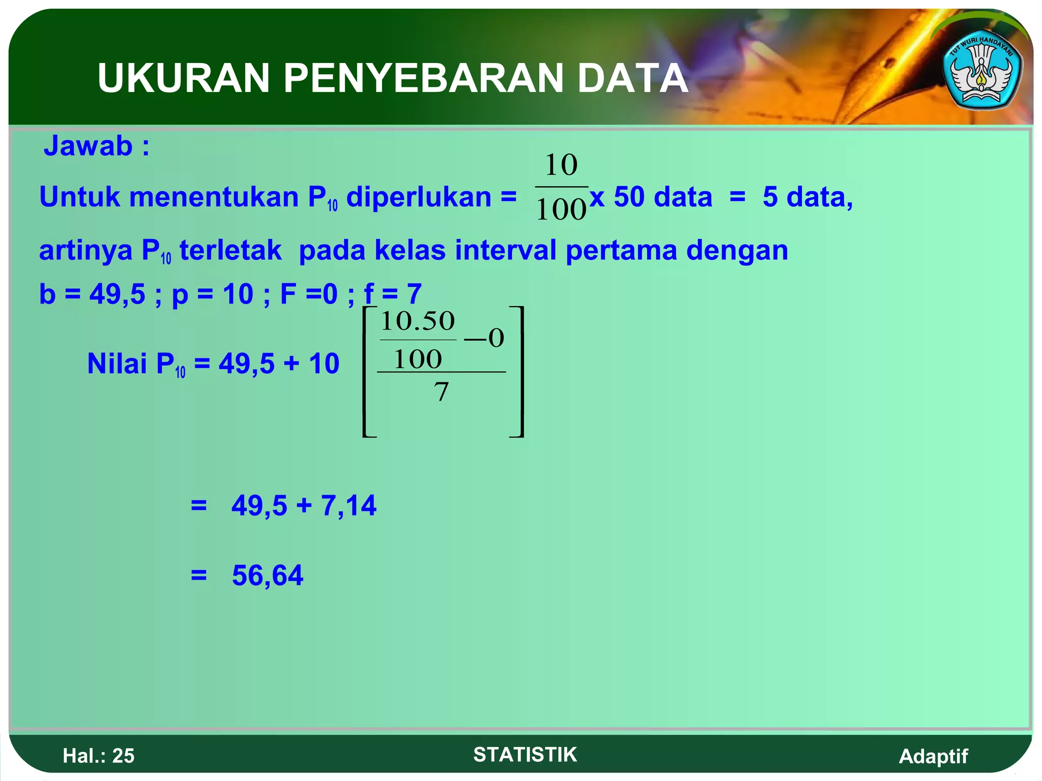 Ukuran penyebaran data | PPT