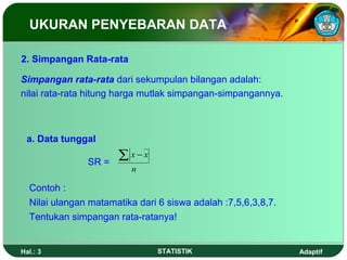 Ukuran penyebaran data | PPT